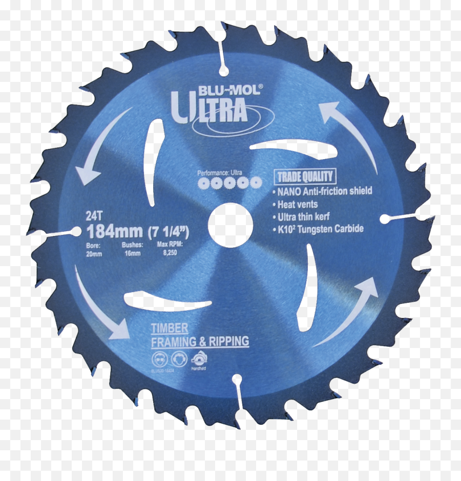 Blu - Mol Ultra Circ Saw Blade 184mm X 24t 2pk Serra Circular Irwin Png ...