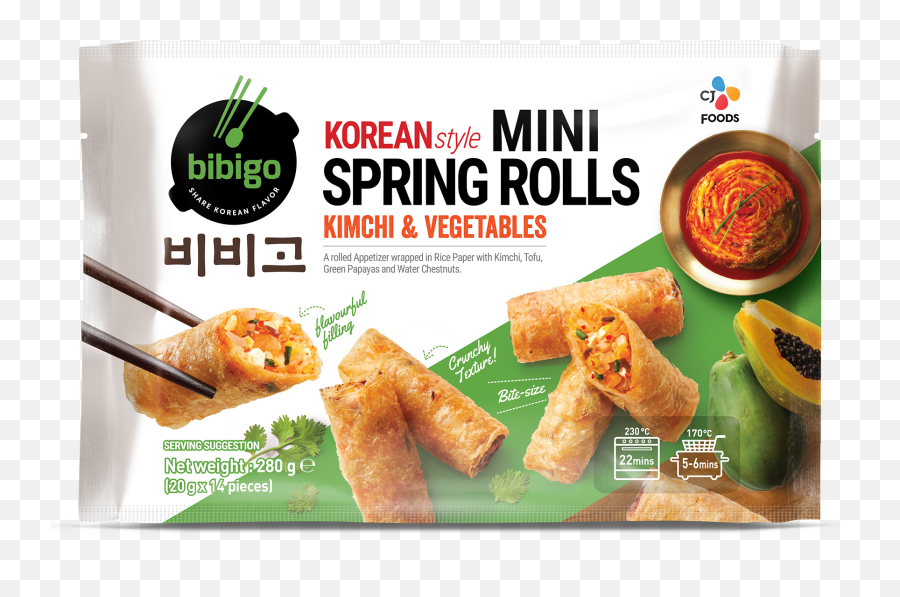Bibigo Kimchi Vegetable Springrolls 280g - H Mart Bibigo Spring Roll ...