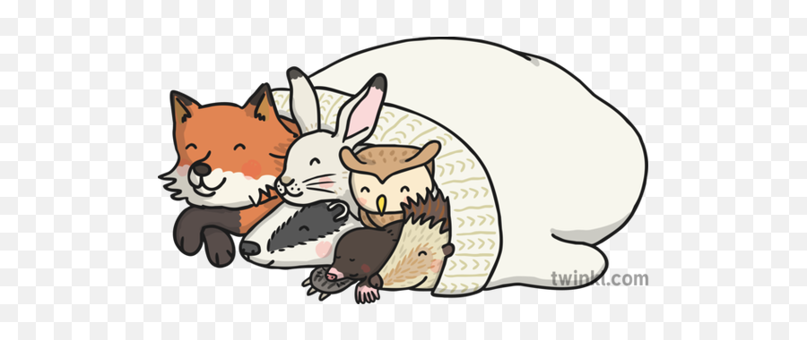 Mole Rabbit Hedgehog Badger Owl And Fox In Mitten - Fox Hedgehog And ...